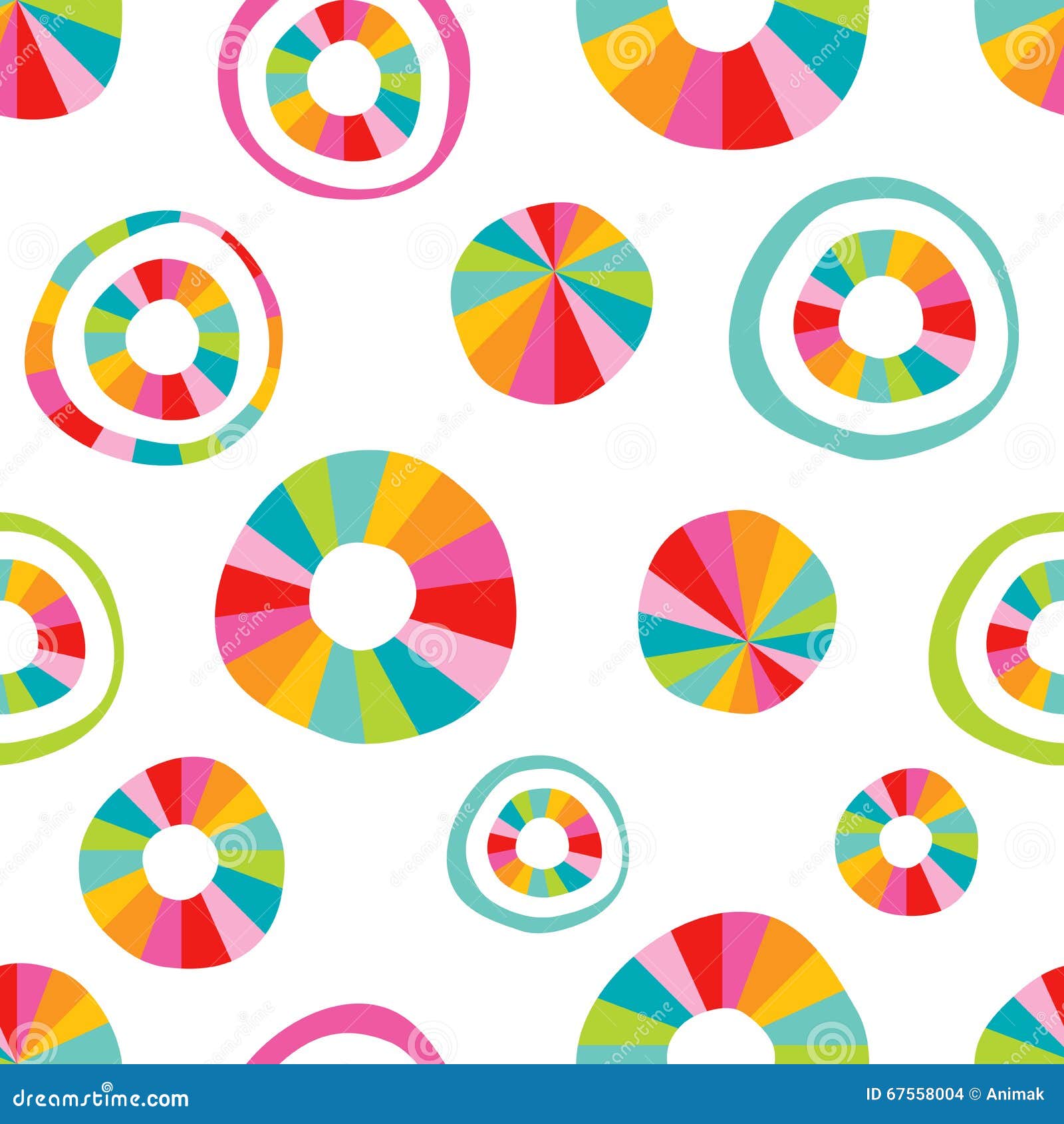 Children Doodle Hand Drawn Round, Circle Color Pattern. Stock ...