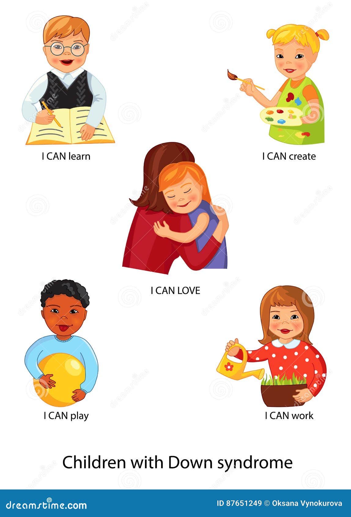 Children with Down Syndrome Stock Vector - Illustration of expression ...