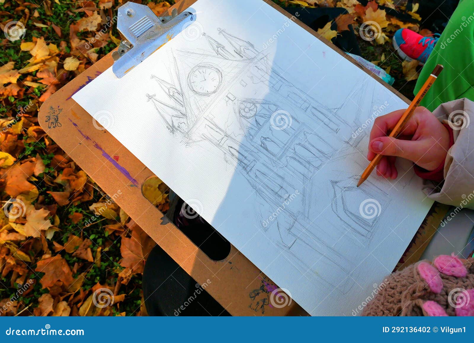 Children Draw Drawings in Nature. Artists in Nature Editorial ...