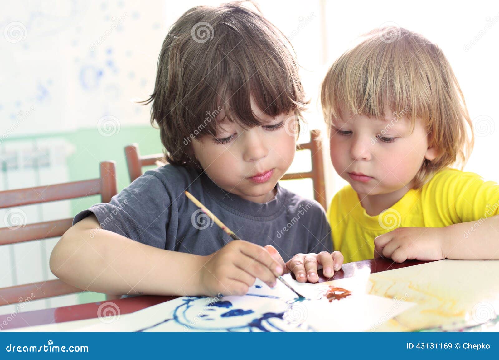 Two Children Draw Paints Stock Image | CartoonDealer.com #12065065
