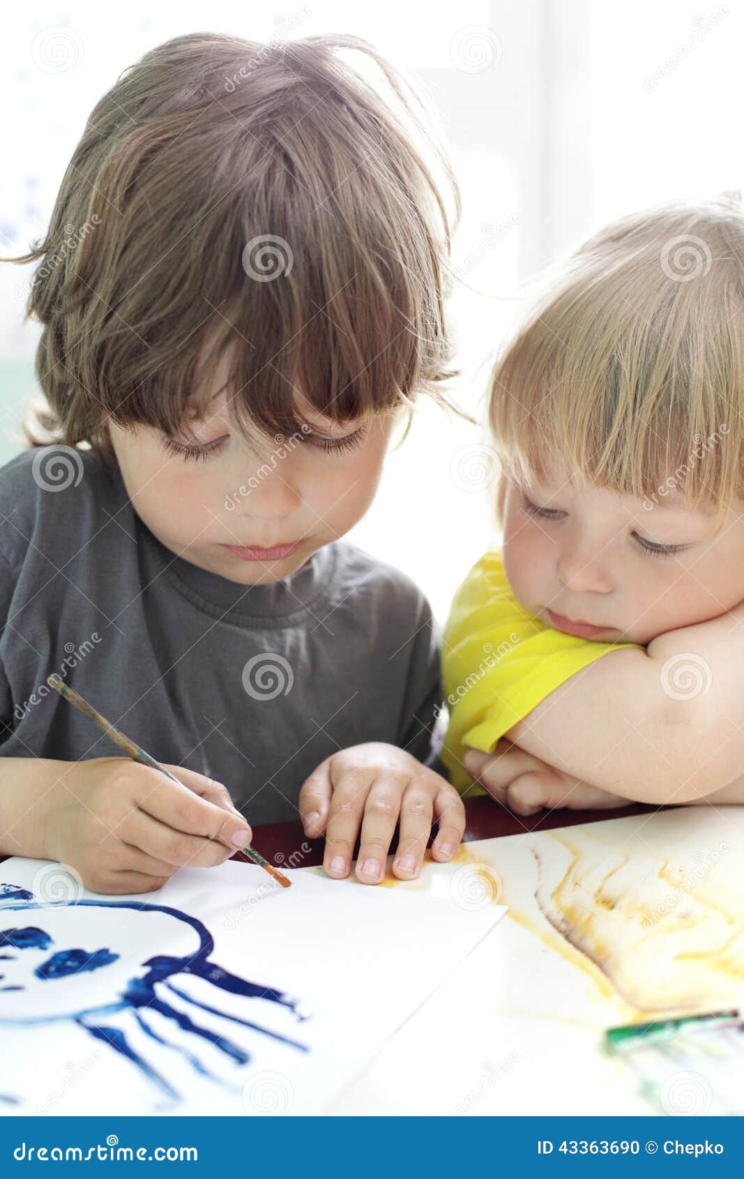 Two Children Draw Stock Image | CartoonDealer.com #11877991