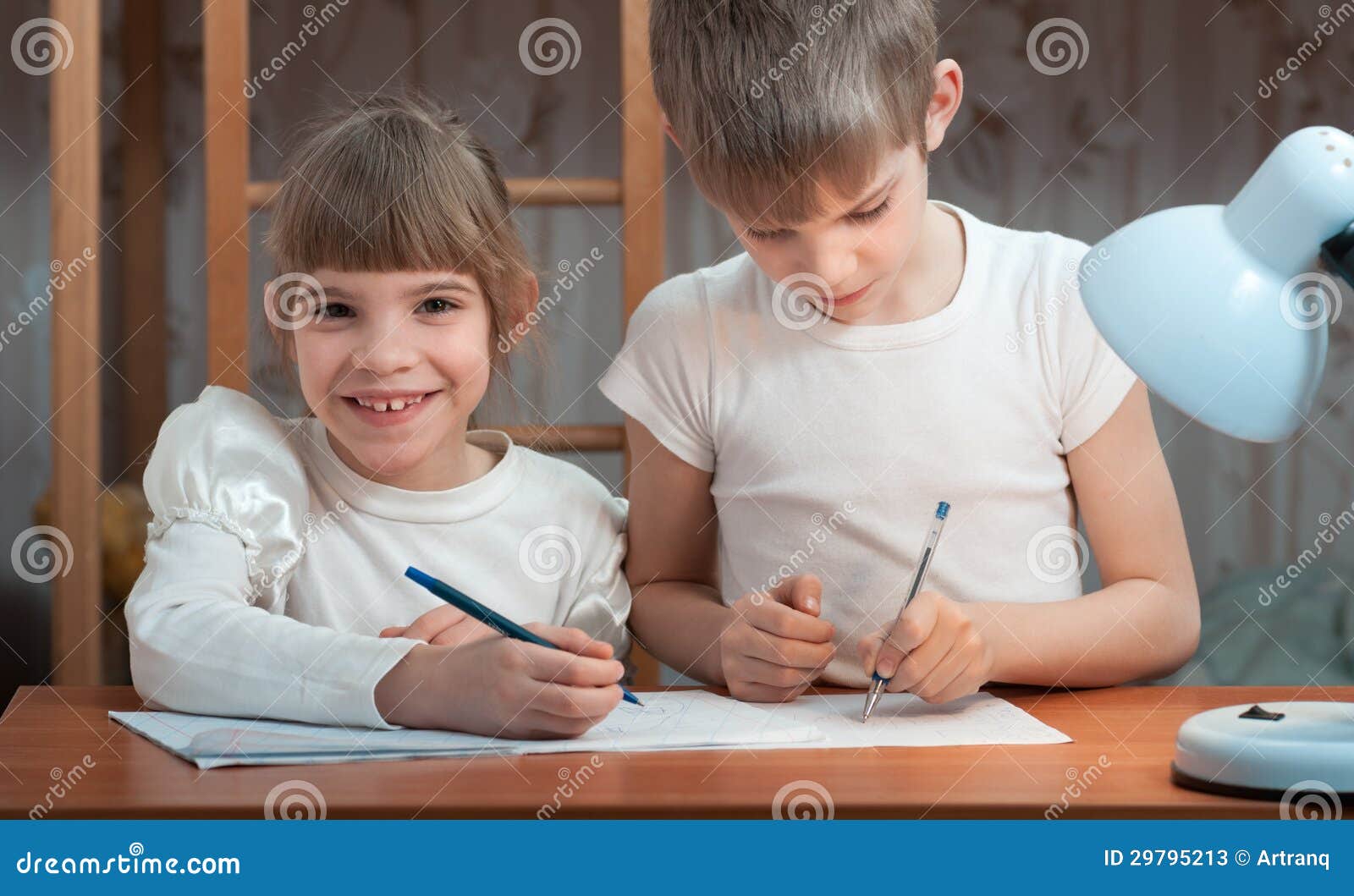Children Draw in a Notebook Stock Image - Image of indoors, room: 29795213