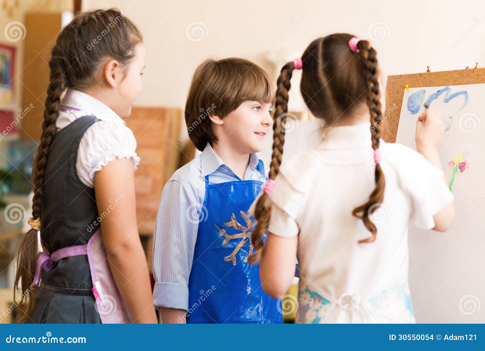 Children Draw Pictures of Easels Stock Photo - Image of lesson, multi ...