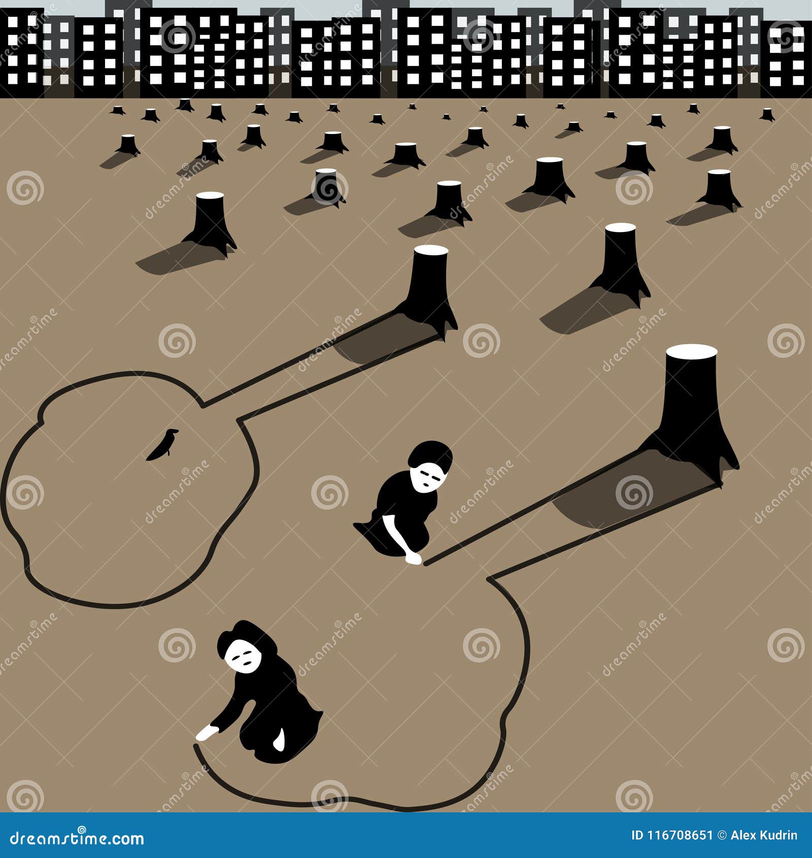 Children draw nature stock vector. Illustration of destruction - 116708651