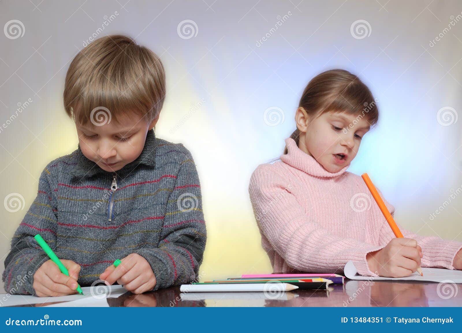 Children drawing stock image. Image of pens, background - 13484351