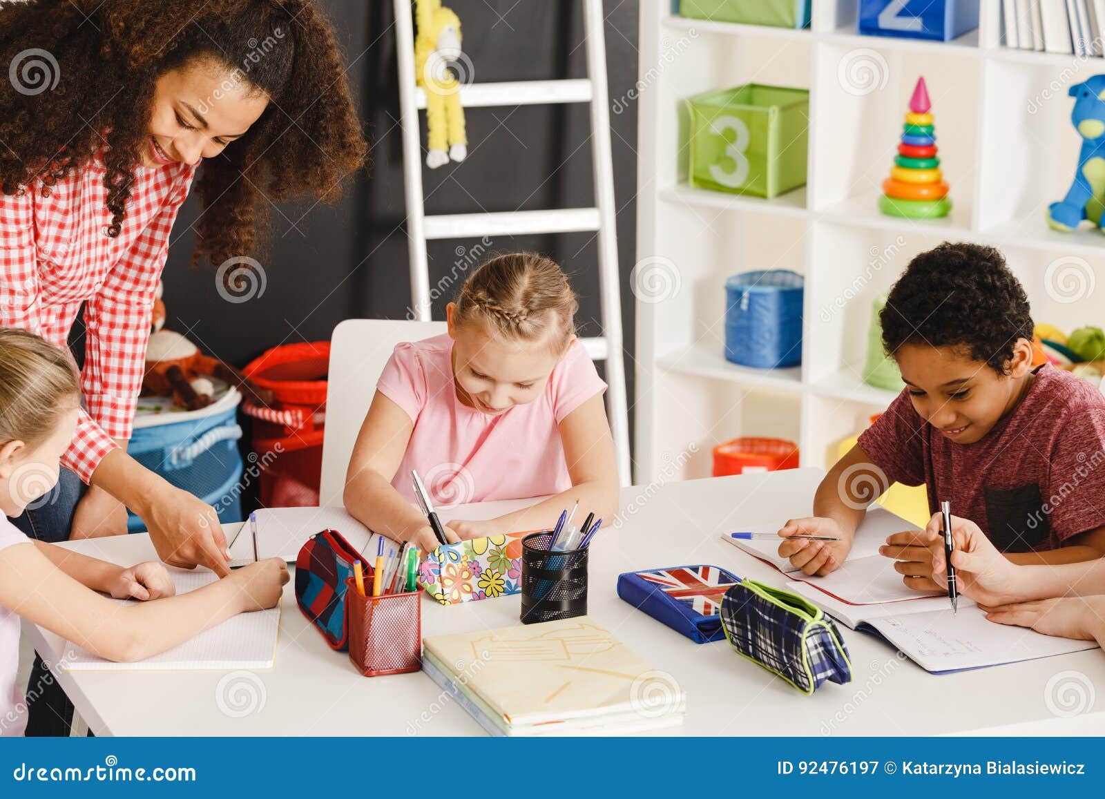 Children Drawing during Art Class Stock Image - Image of beautiful ...