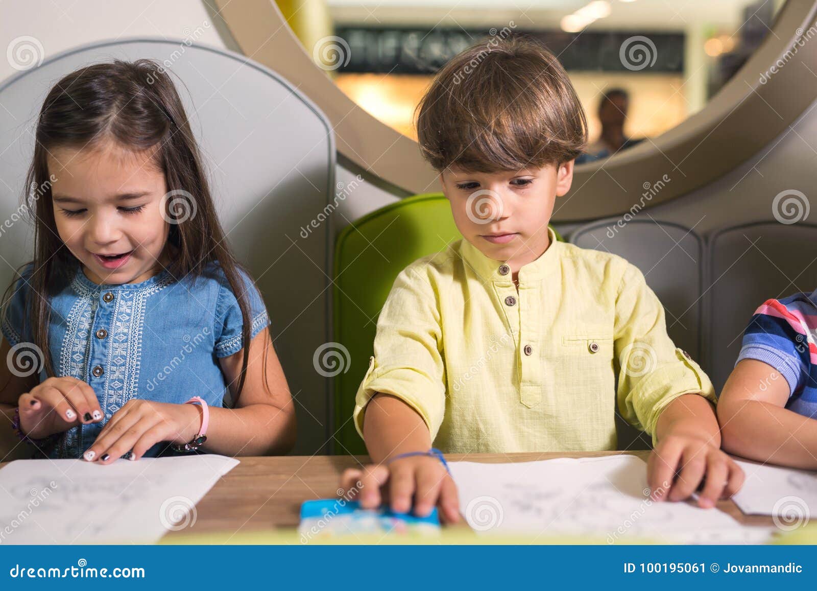Children Drawing on a Class Stock Image - Image of children, lesson ...