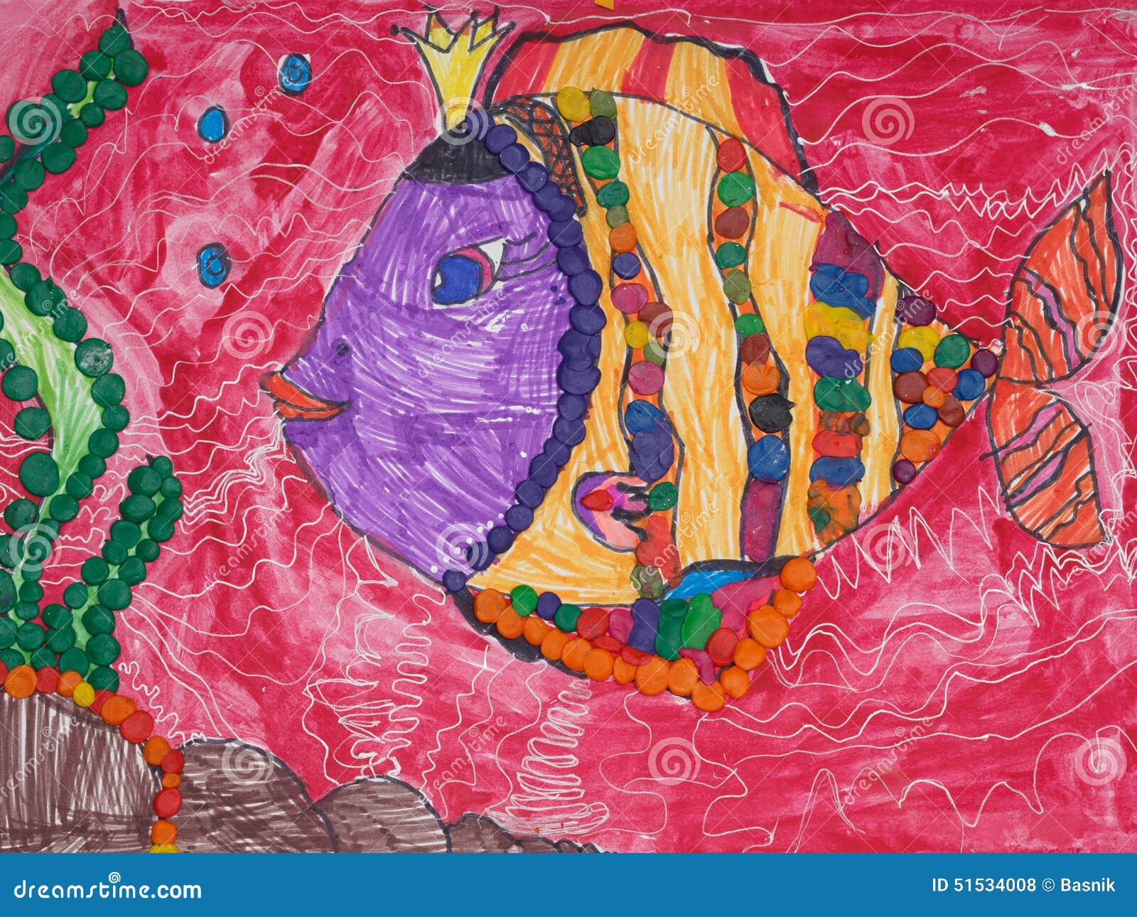 Children drawing of fish stock illustration. Illustration of drawing ...