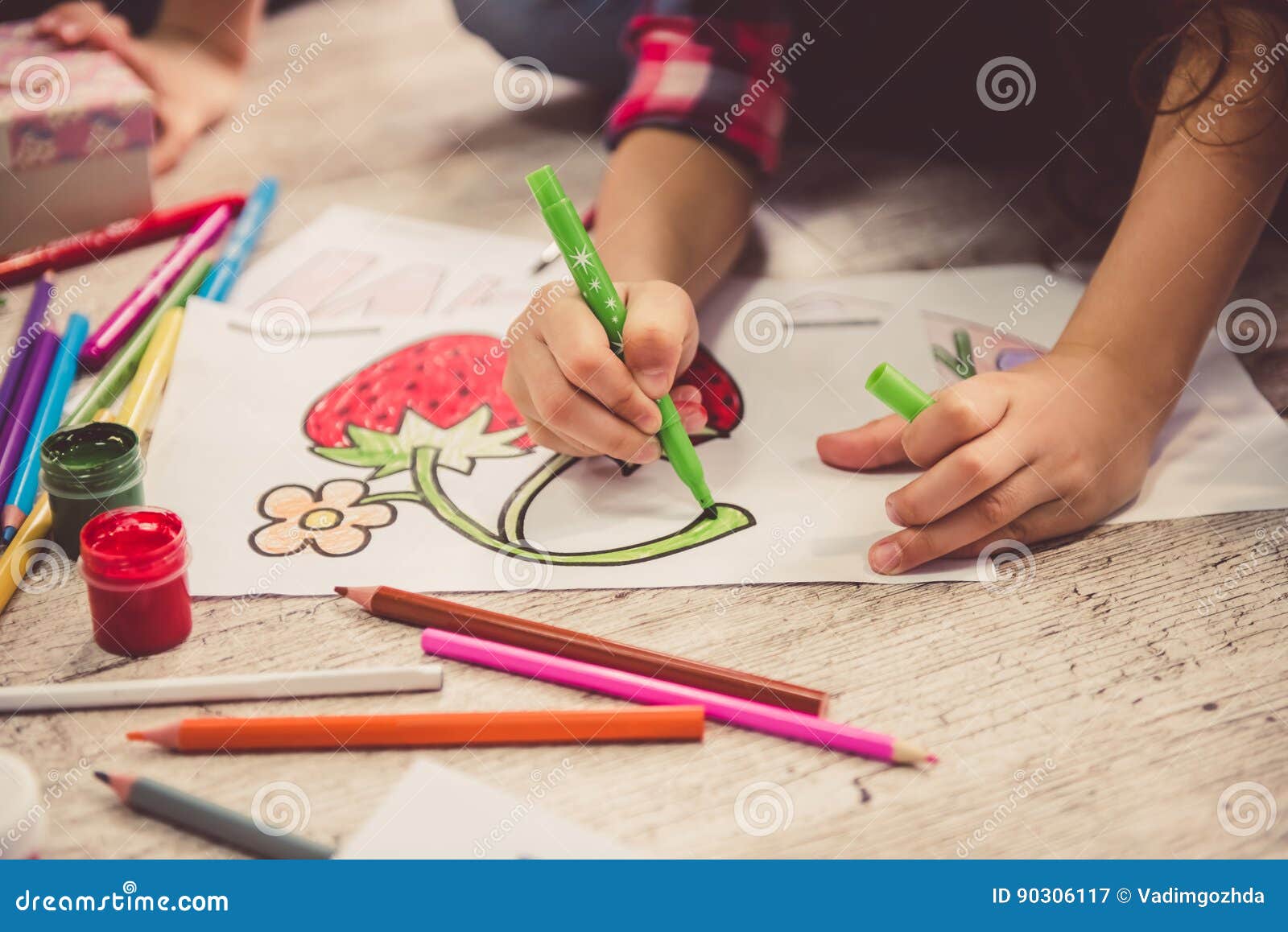 Children drawing at home stock image. Image of childhood - 90306117