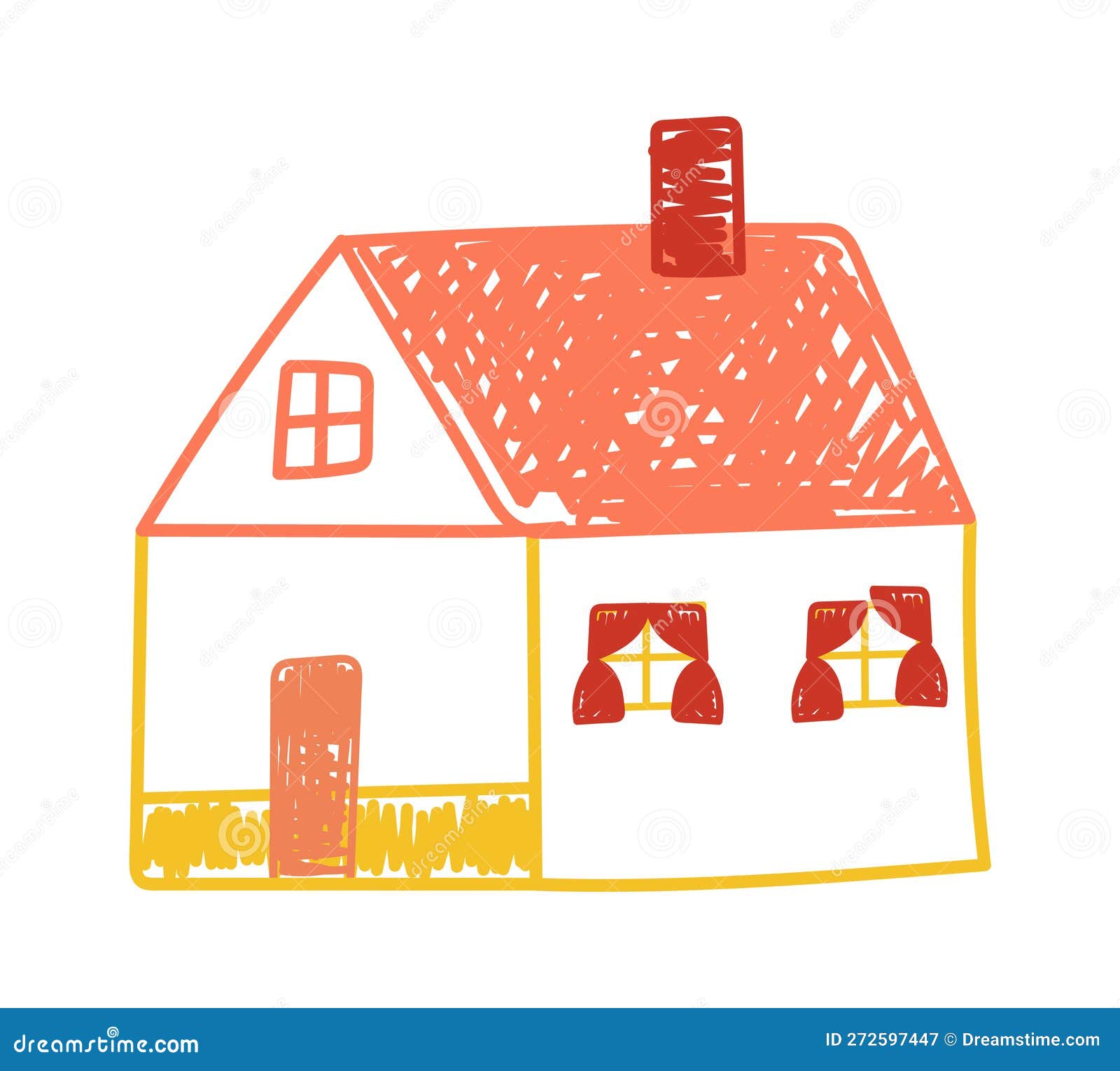Children Drawing House by Pencil Stock Vector - Illustration of contour ...
