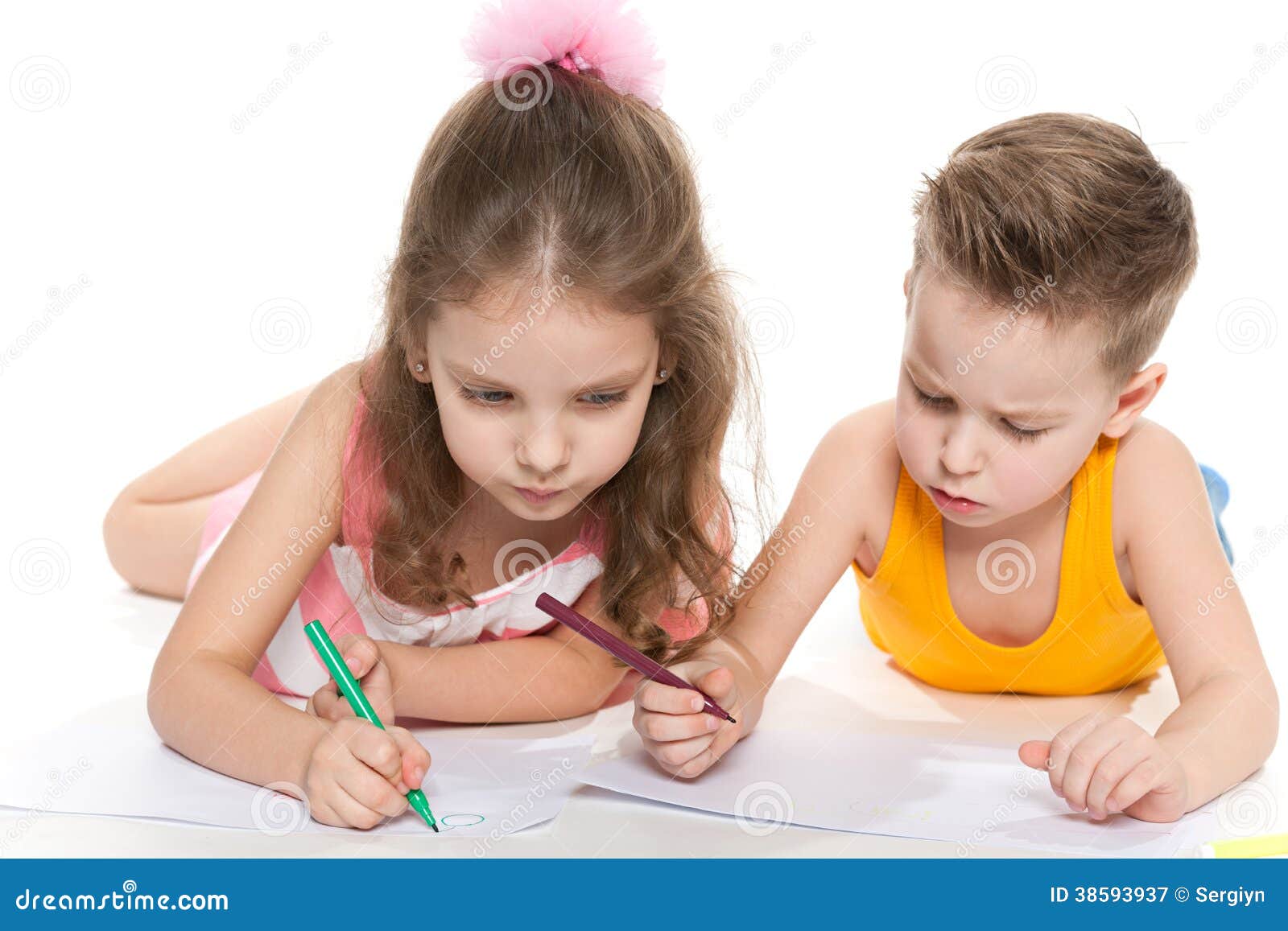 Children are Drawing on Paper Stock Image - Image of children ...