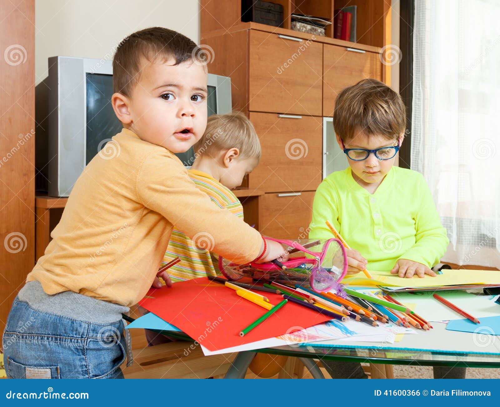 Children drawing stock photo. Image of pencil, education - 41600366