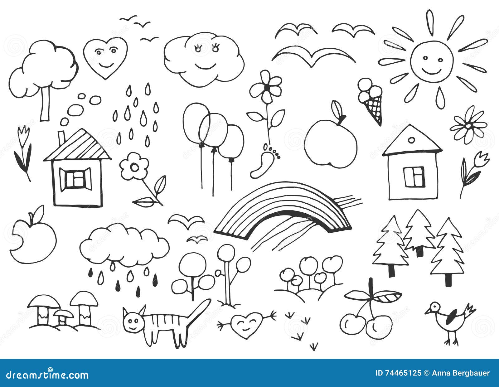 Children Drawing vector stock vector. Illustration of cute - 74465125
