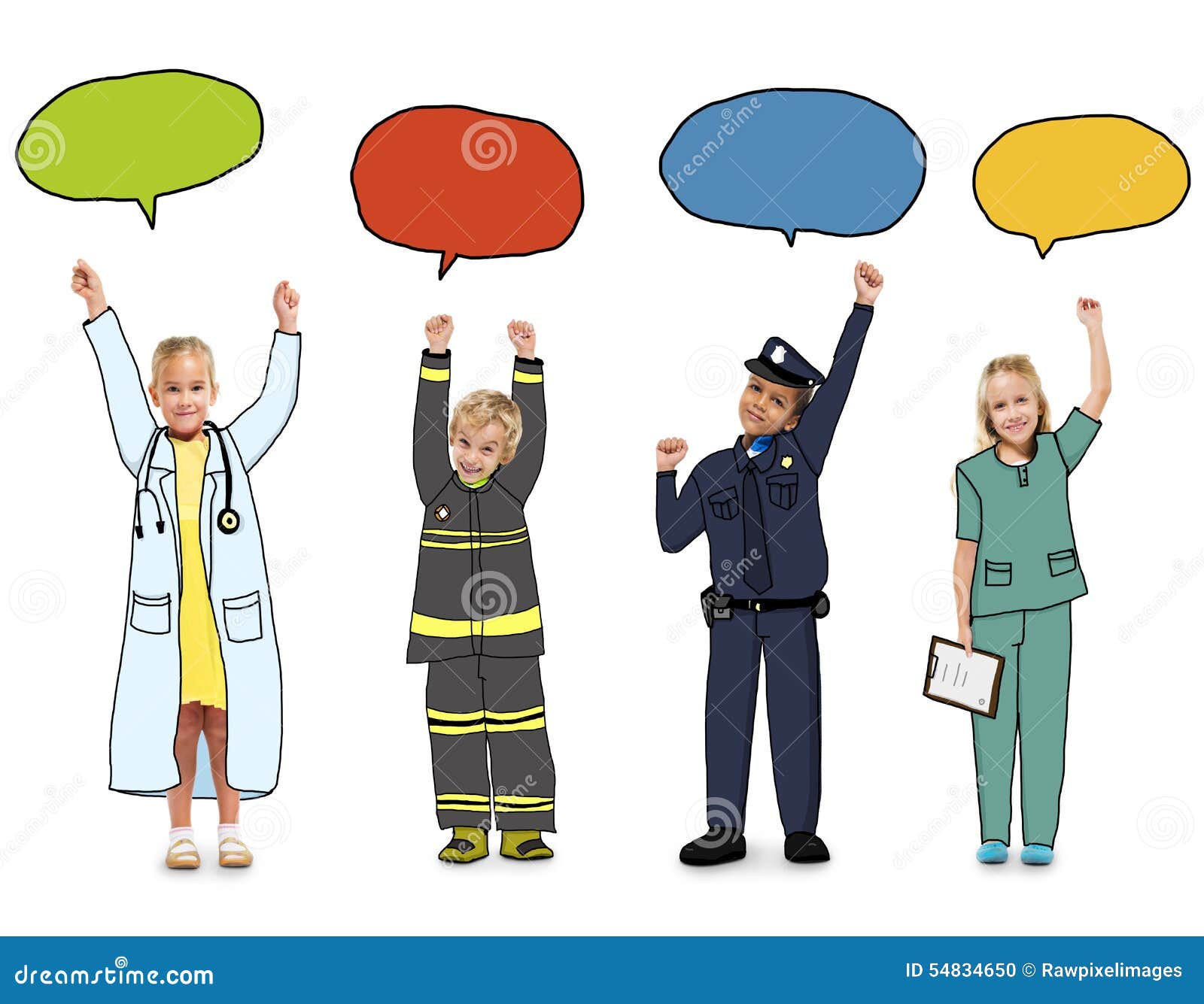 Children with Dream Job Concepts Speech Bubbles Concept Stock Photo ...