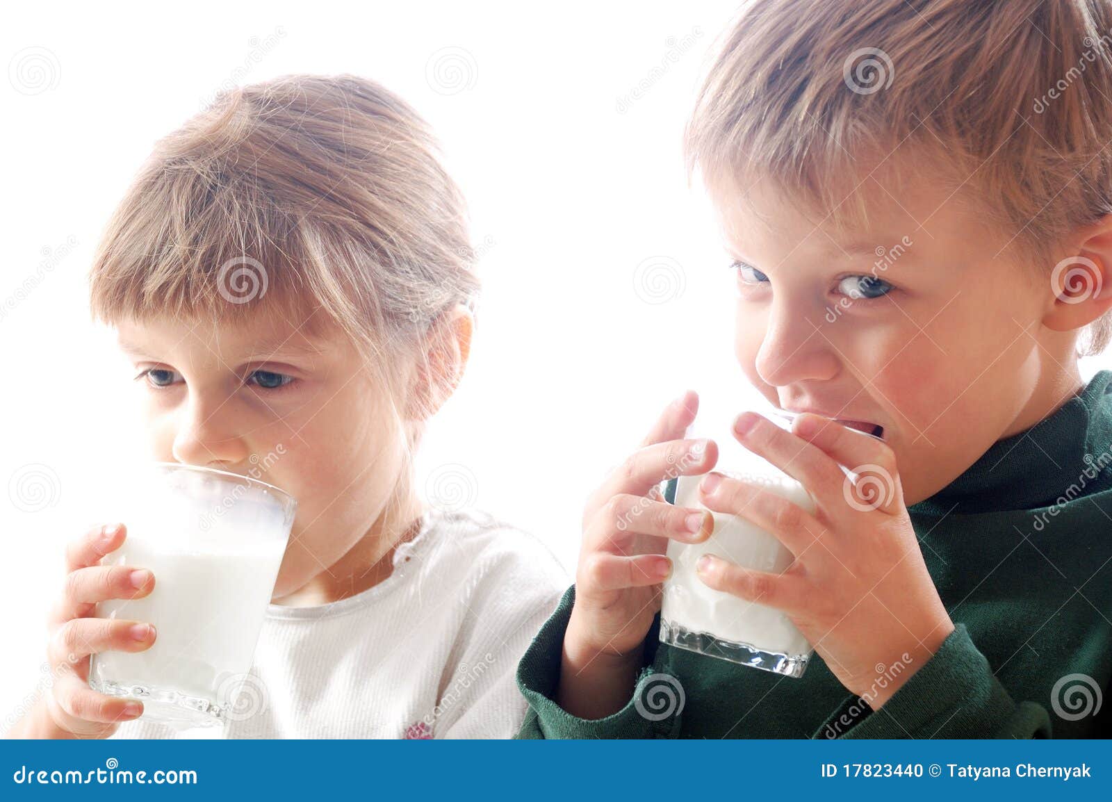Children drinking milk stock photo. Image of friend, together - 17823440