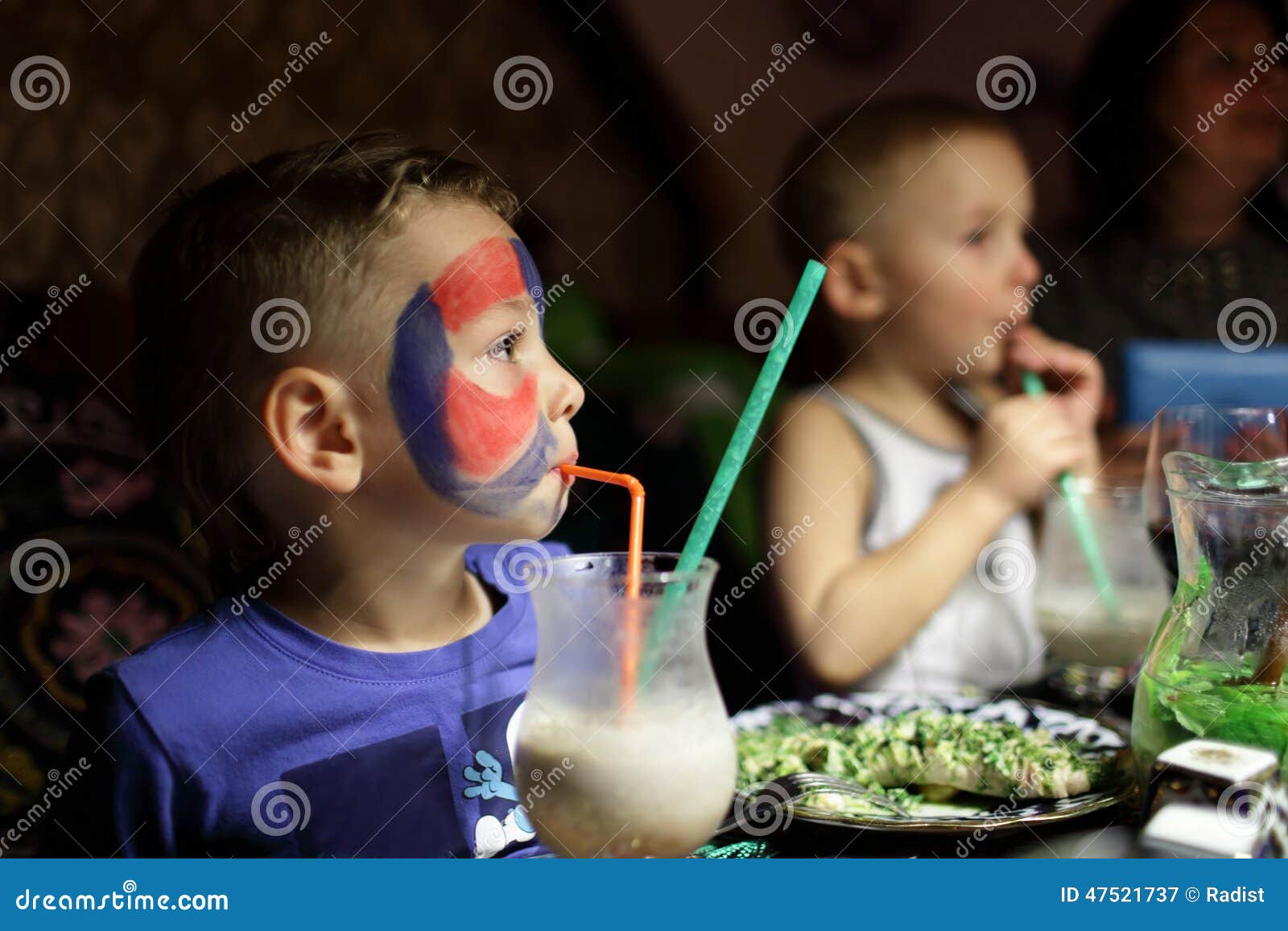 Children Drinking Milk Shake Stock Image - Image of caucasian, eating ...