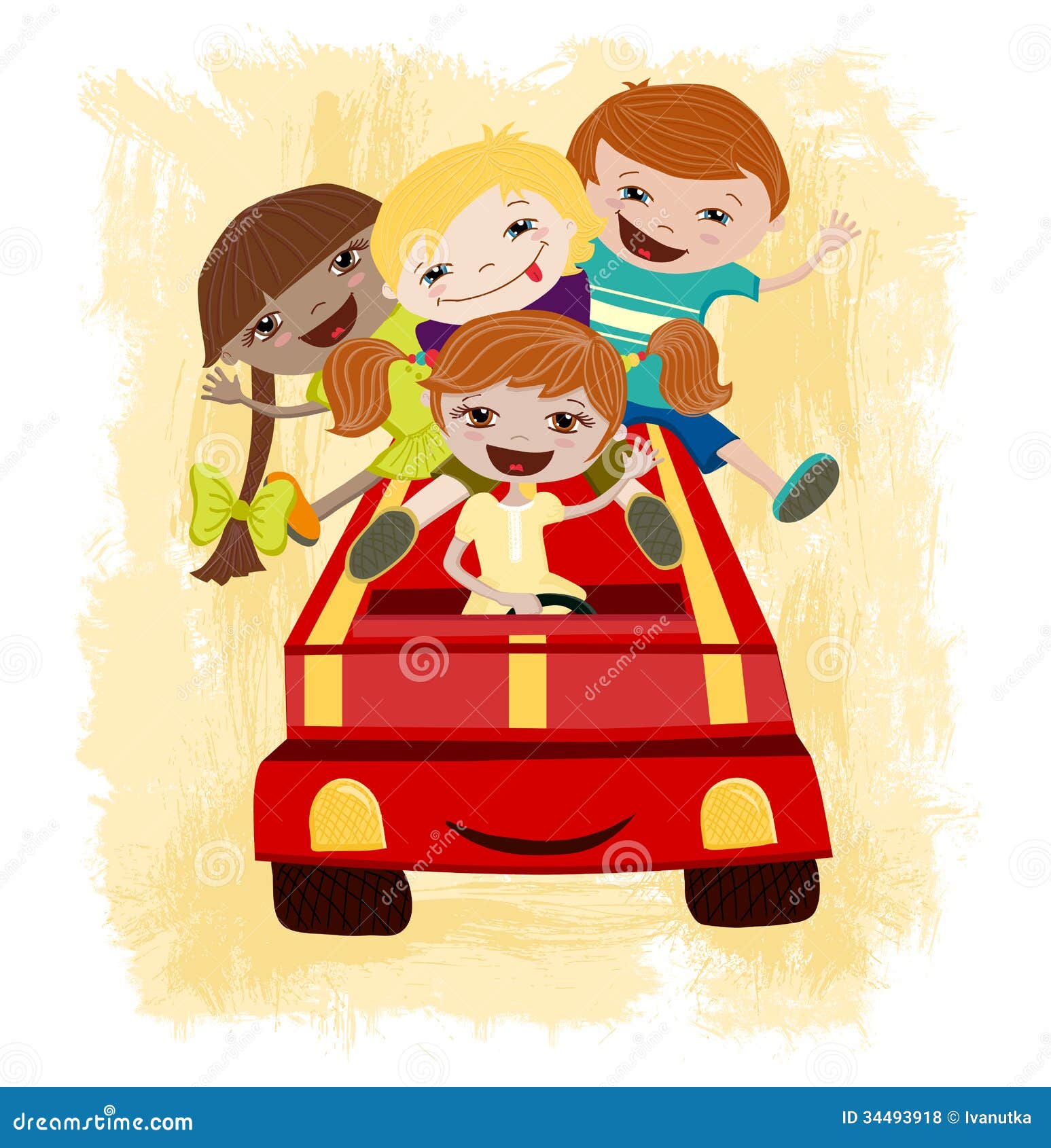 Children Driving.Vector Illustration Stock Vector - Illustration of ...