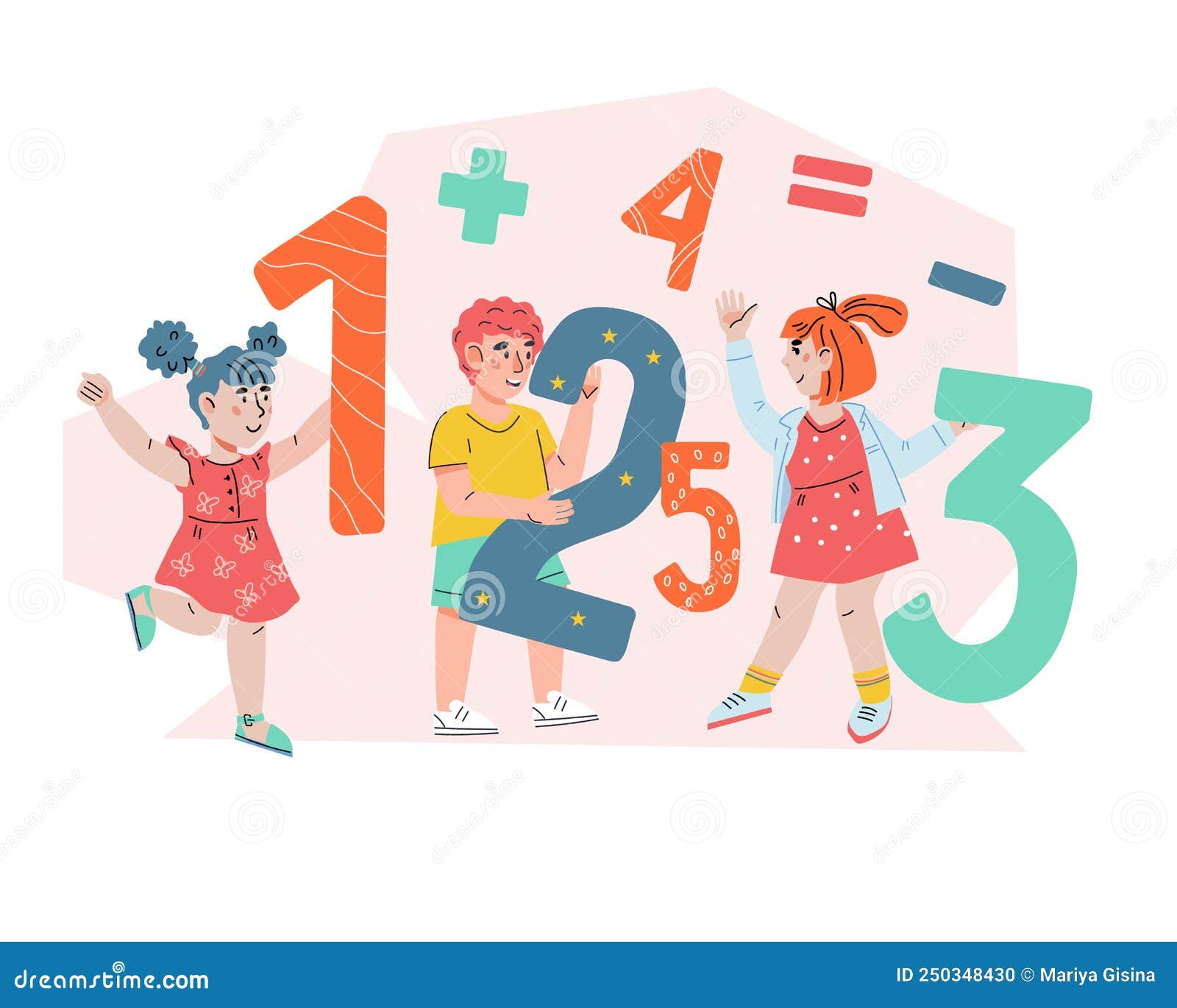 Children Early Development Program and Preschool Lessons Concept, Flat ...