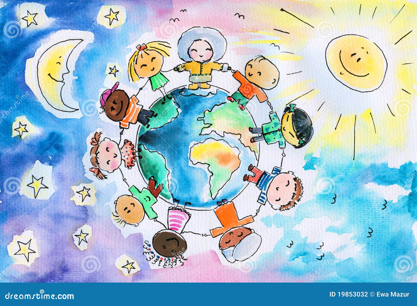 Children and Earth stock illustration. Illustration of nation - 19853032