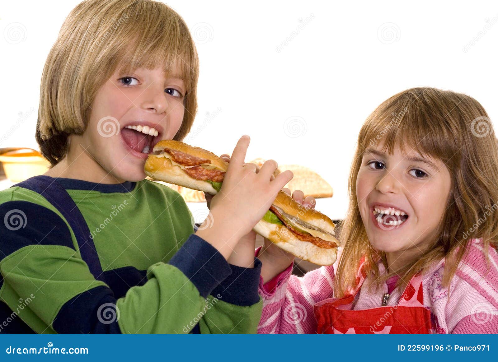 Children eat a sandwich stock photo. Image of young, bread - 22599196
