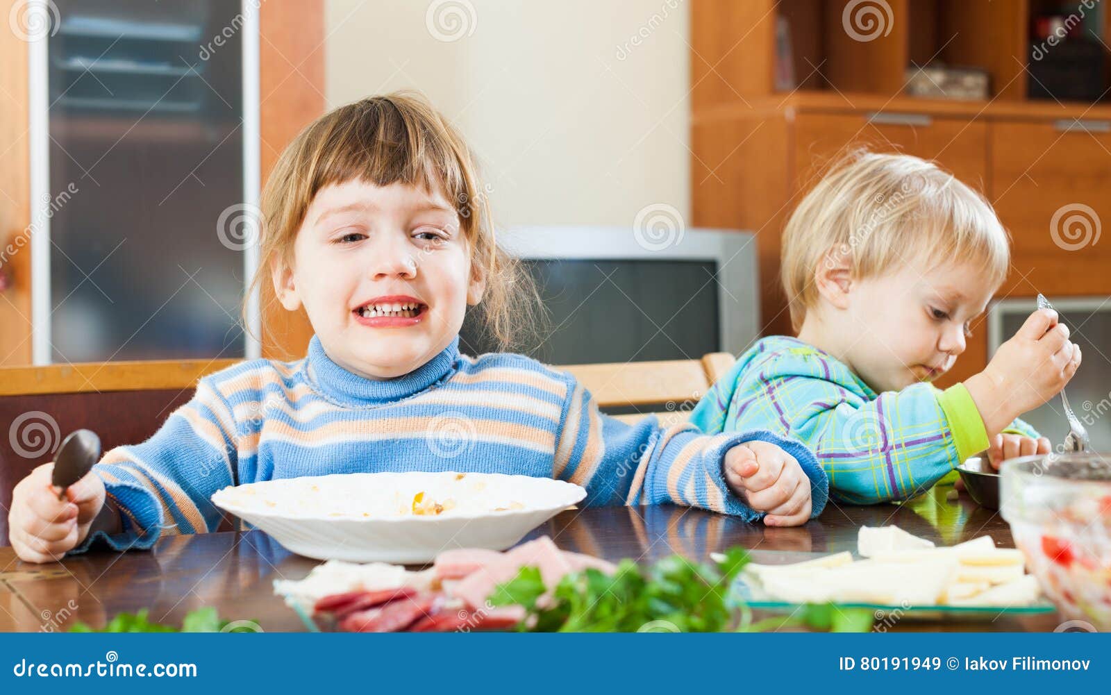 Children eating food stock image. Image of self, people - 80191949