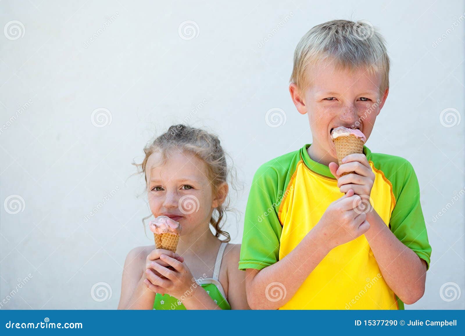 Children Eating Ice Cream Cones Stock Photo - Image of child, enjoying ...