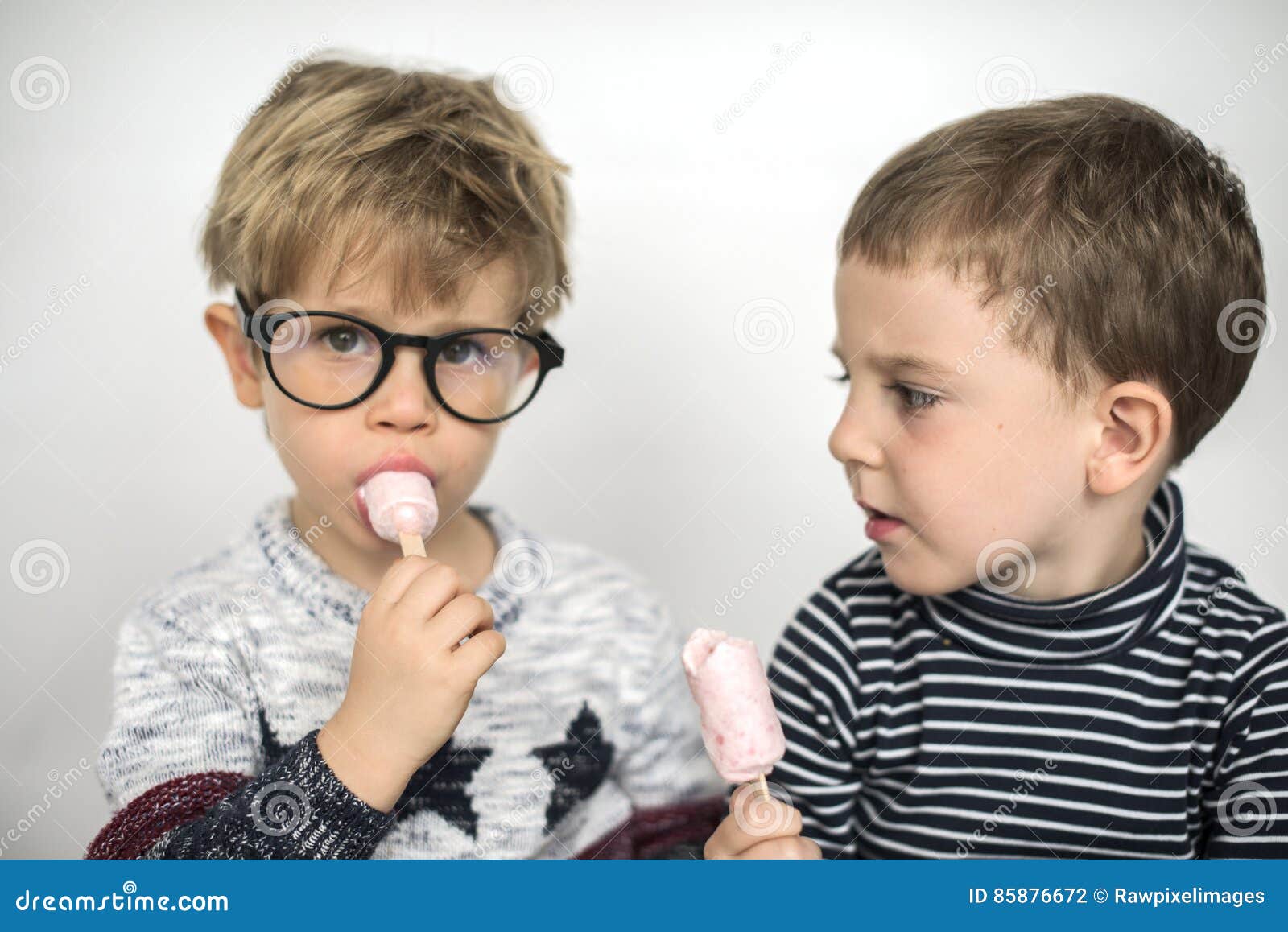 Children Eating Ice Cream Drop Concept Stock Photo - Image of casual ...