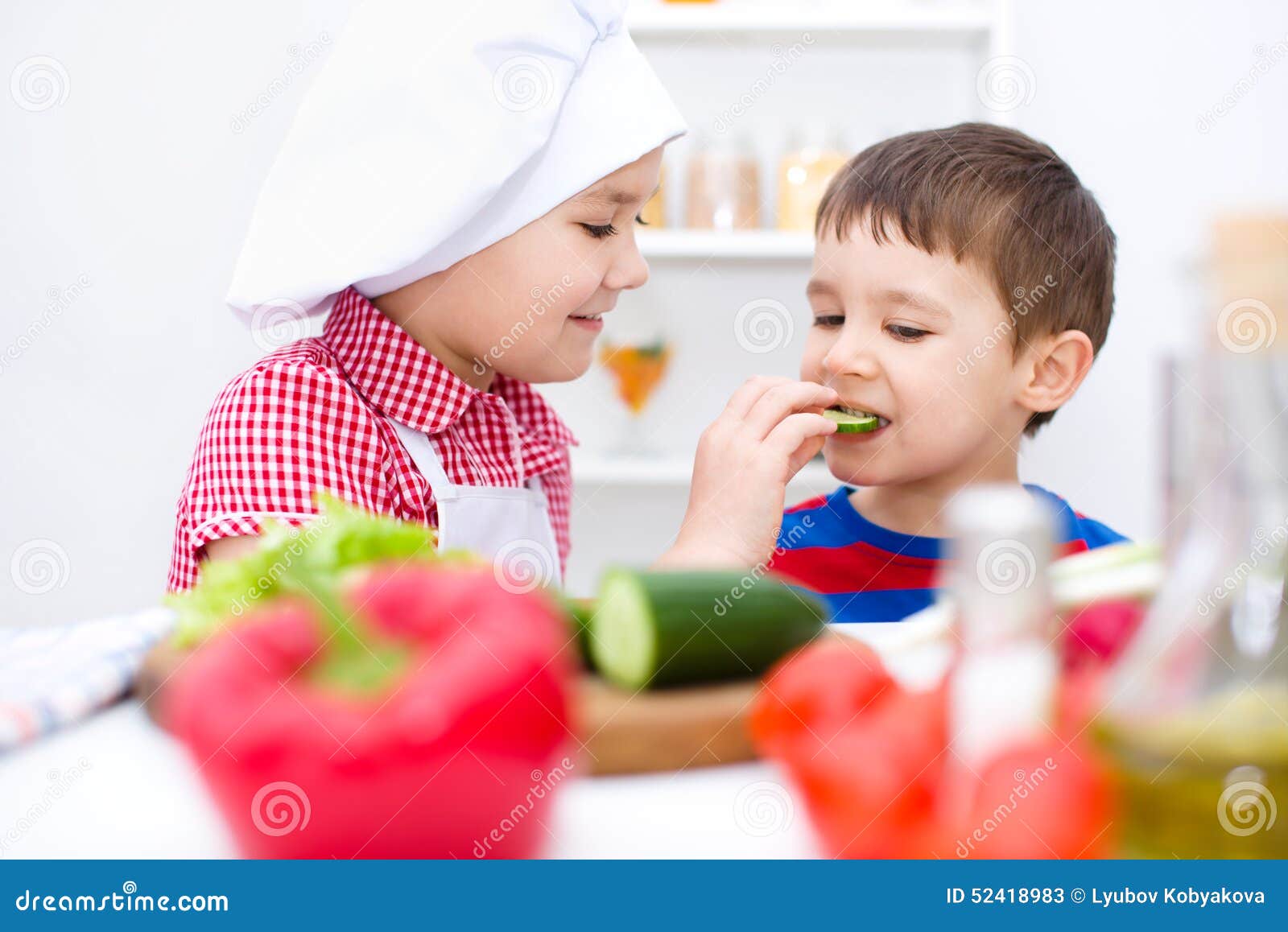 Children eating salad stock image. Image of fresh, holding - 52418983