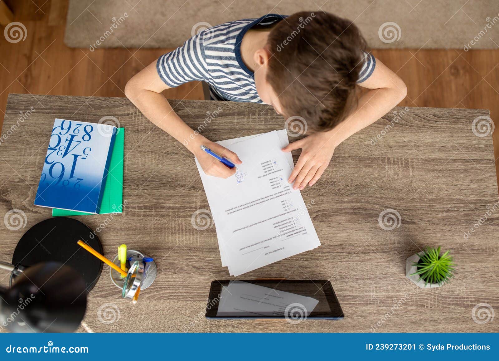 Student Boy Doing School Test at Home Stock Image - Image of school ...