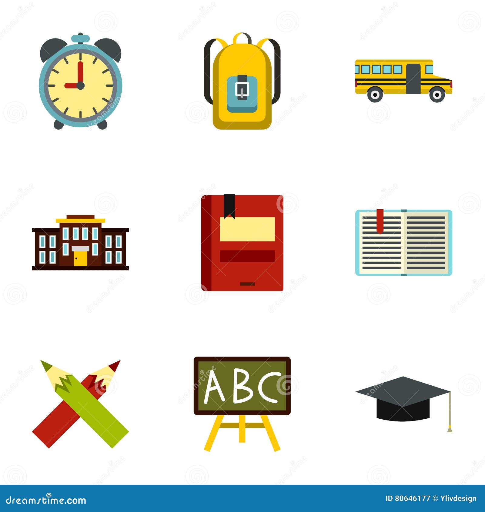 Children Education Icons Set, Flat Style Stock Vector - Illustration of ...
