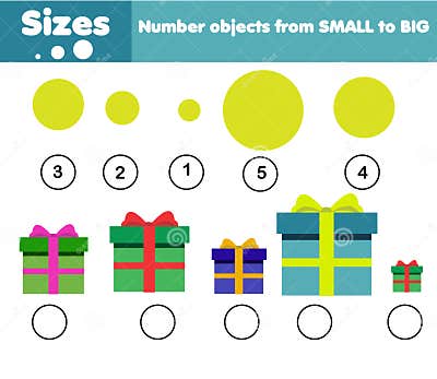 Children Educational Game. Learning Sizes Stock Vector - Illustration ...