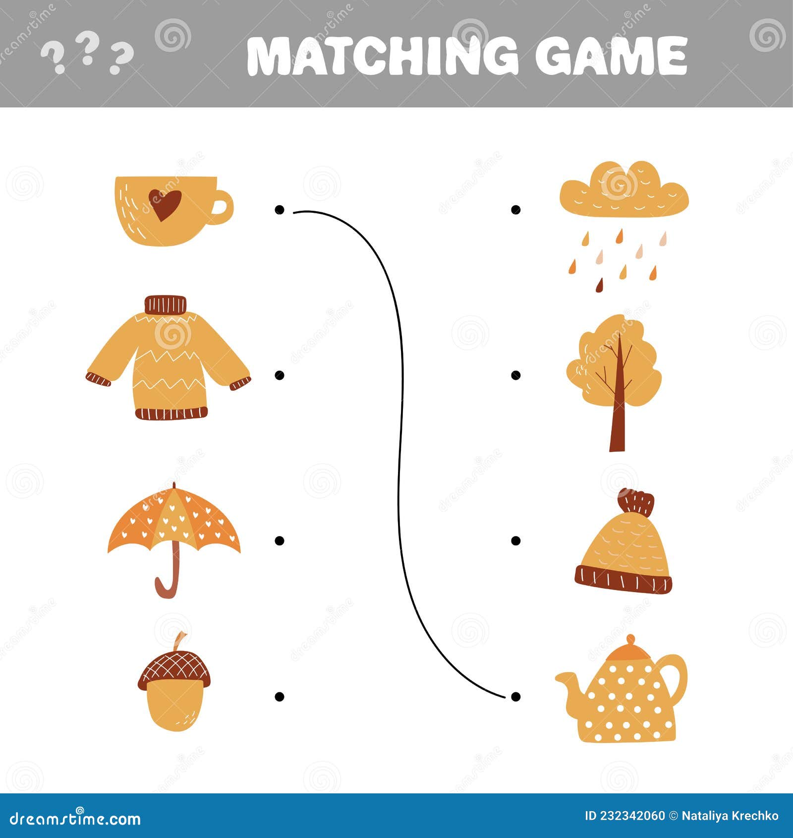 Children Educational Game. Match Elements. Vector Matching Game. Stock ...