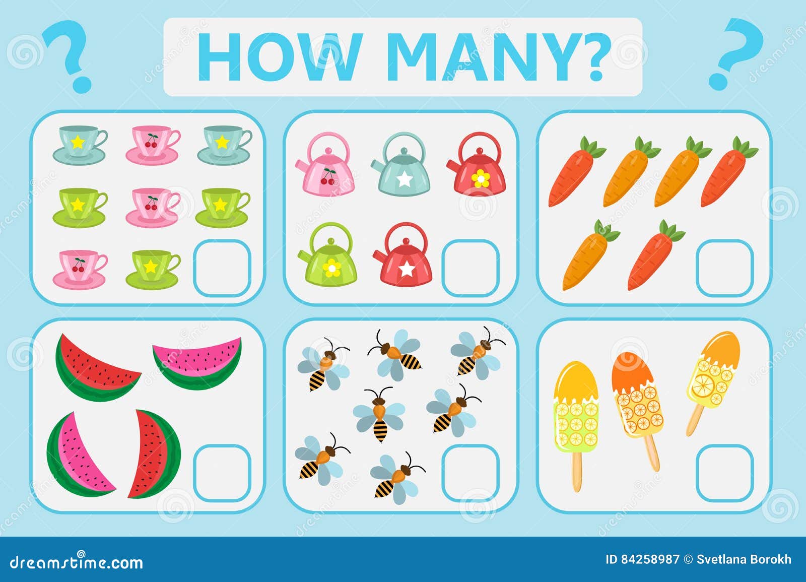 Children Educational Logic Game. Mathematical Task. How Many. Vector ...