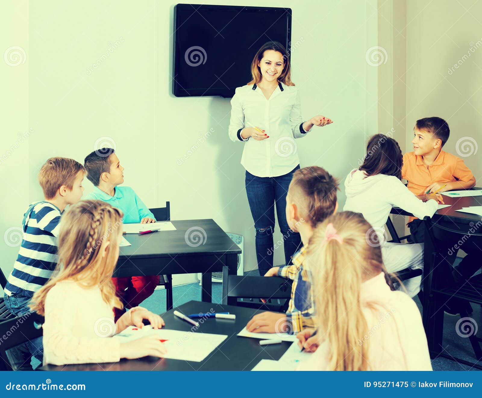 Children of Elementary Age Having Class of Art Stock Image - Image of ...