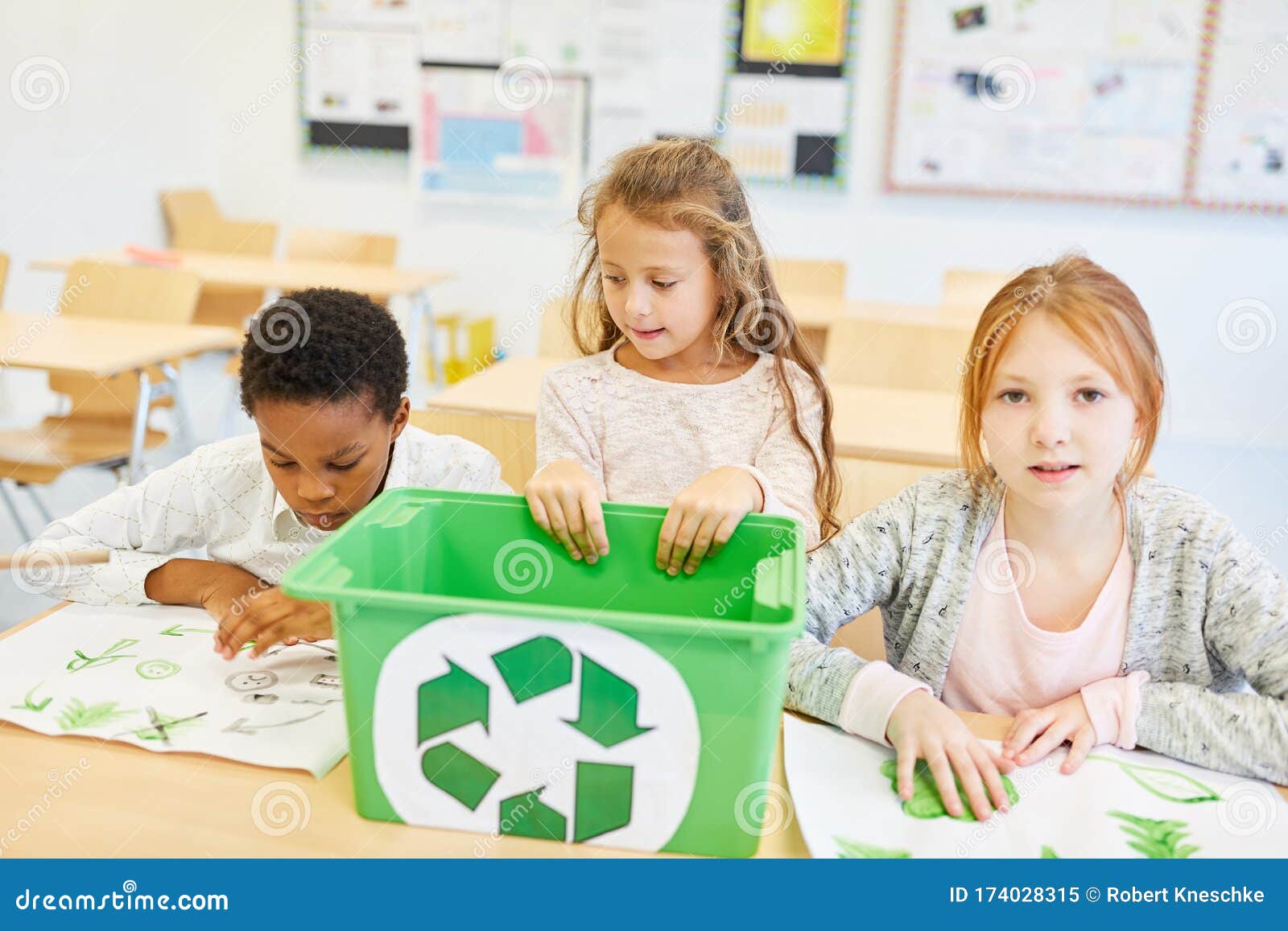 Children are Working on an Ecology Project Stock Image - Image of kids ...