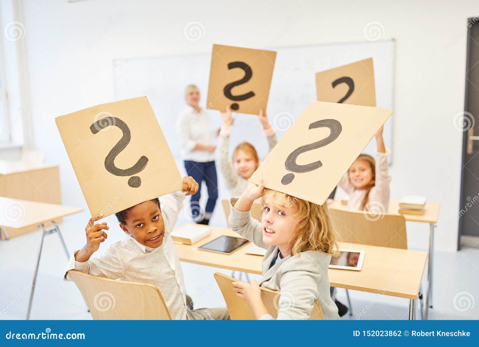 Children in Elementary School Keep Question Mark Stock Photo - Image of ...
