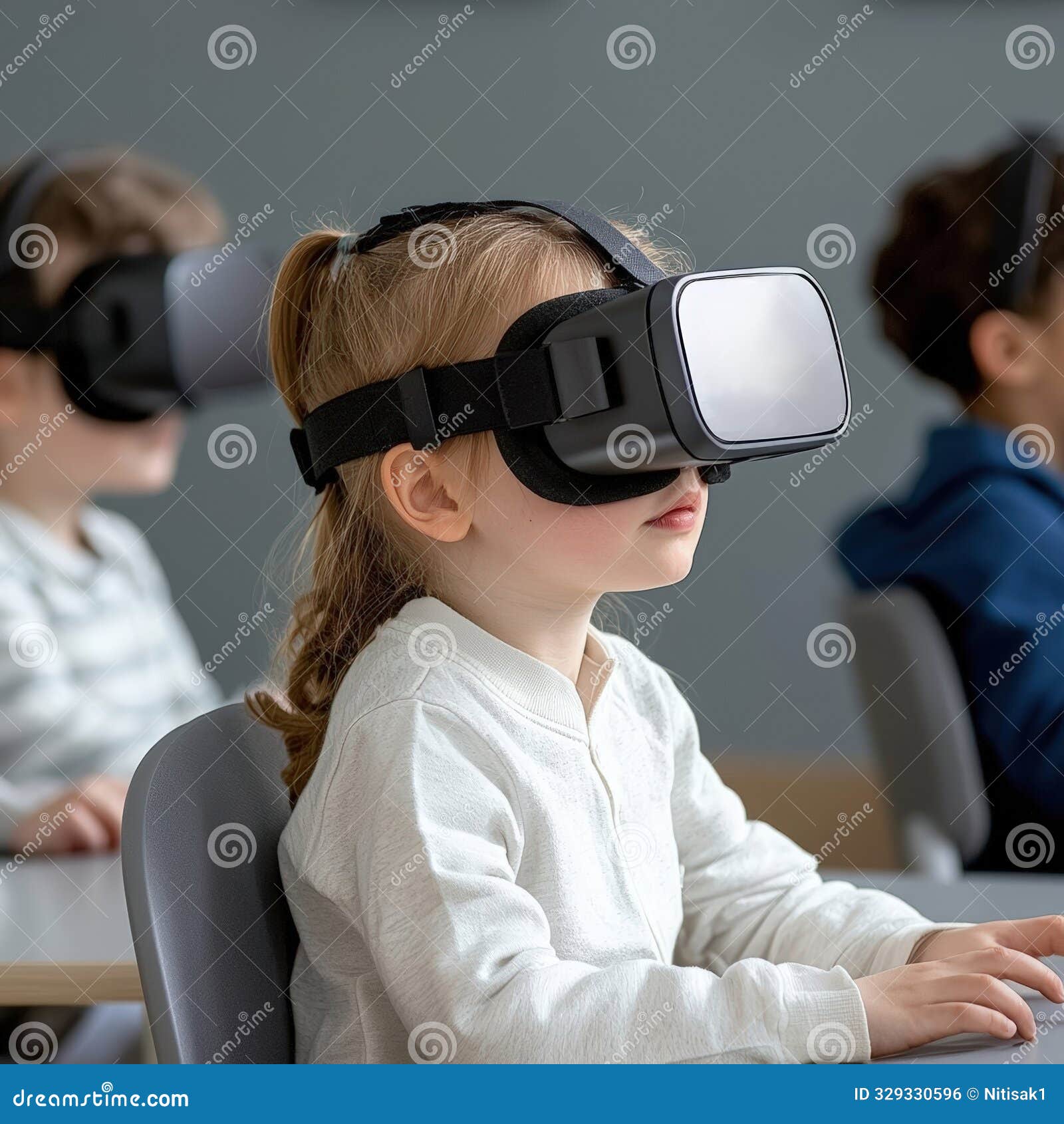 Children Engage in Virtual Reality Learning Wearing Headsets in a ...