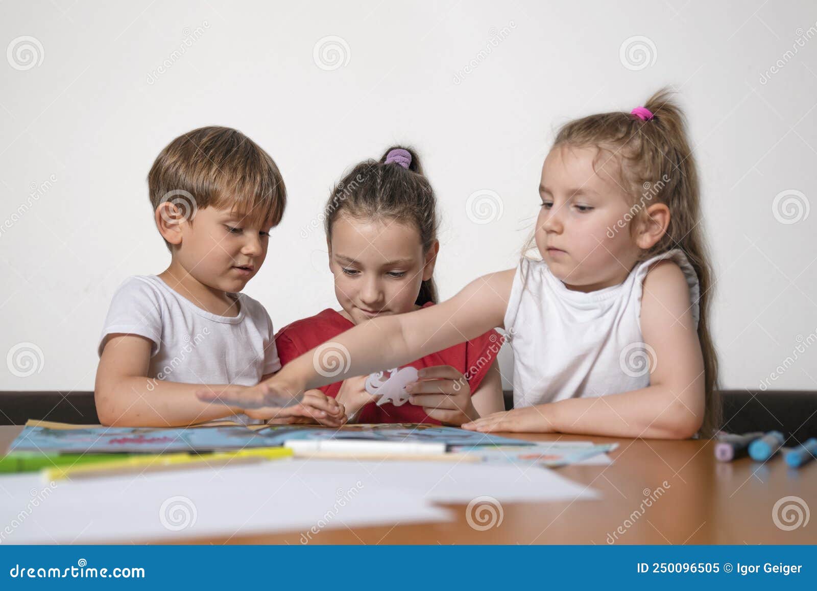 Children are Engaged in Creativity, Discuss and Communicate Stock Image ...