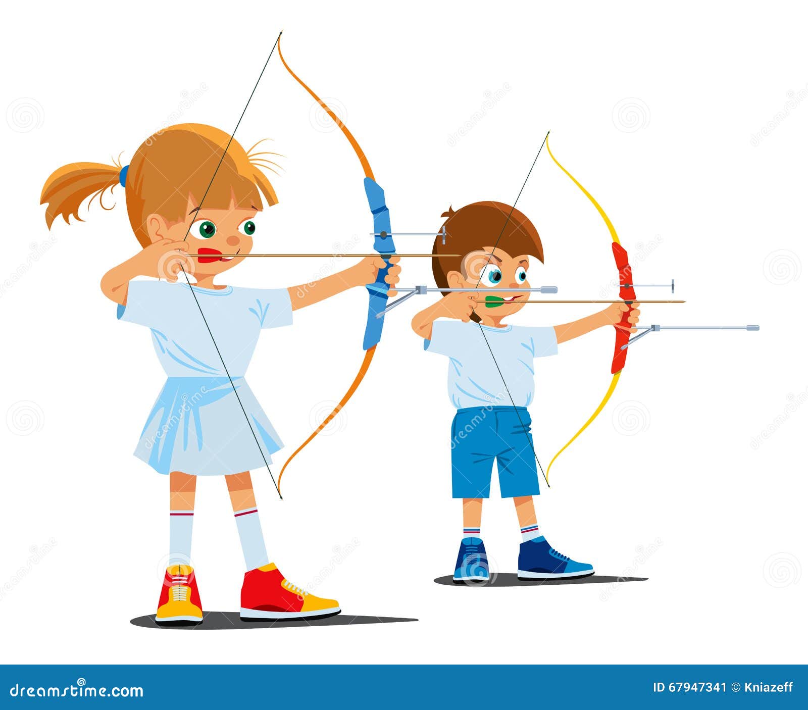 Children are Engaged in Sports Archery Stock Vector - Illustration of ...