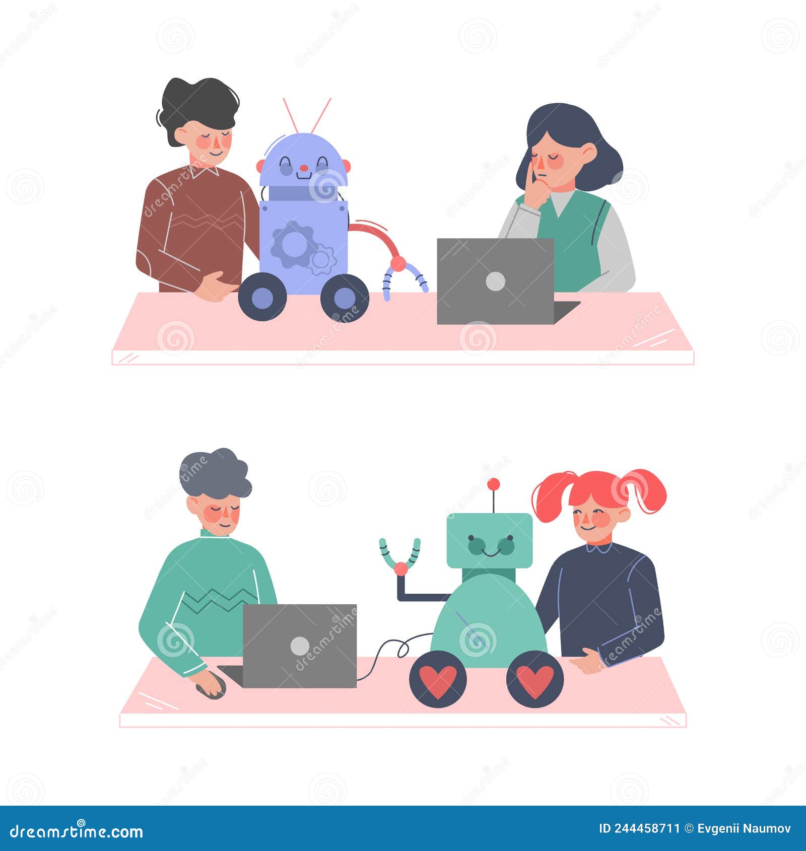 Engineers Making And Programming Robots Set, Robot Designing And ... Engineers Making And Programming Robots Set, Robot Designing And ...