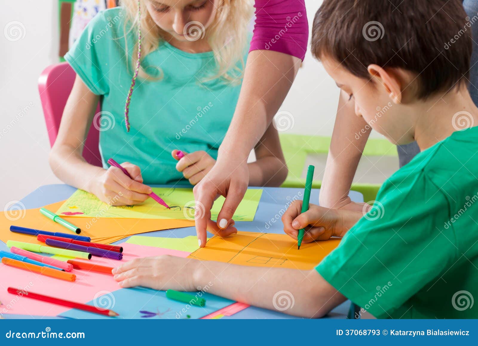 Children enjoy drawing stock image. Image of arts, child - 37068793