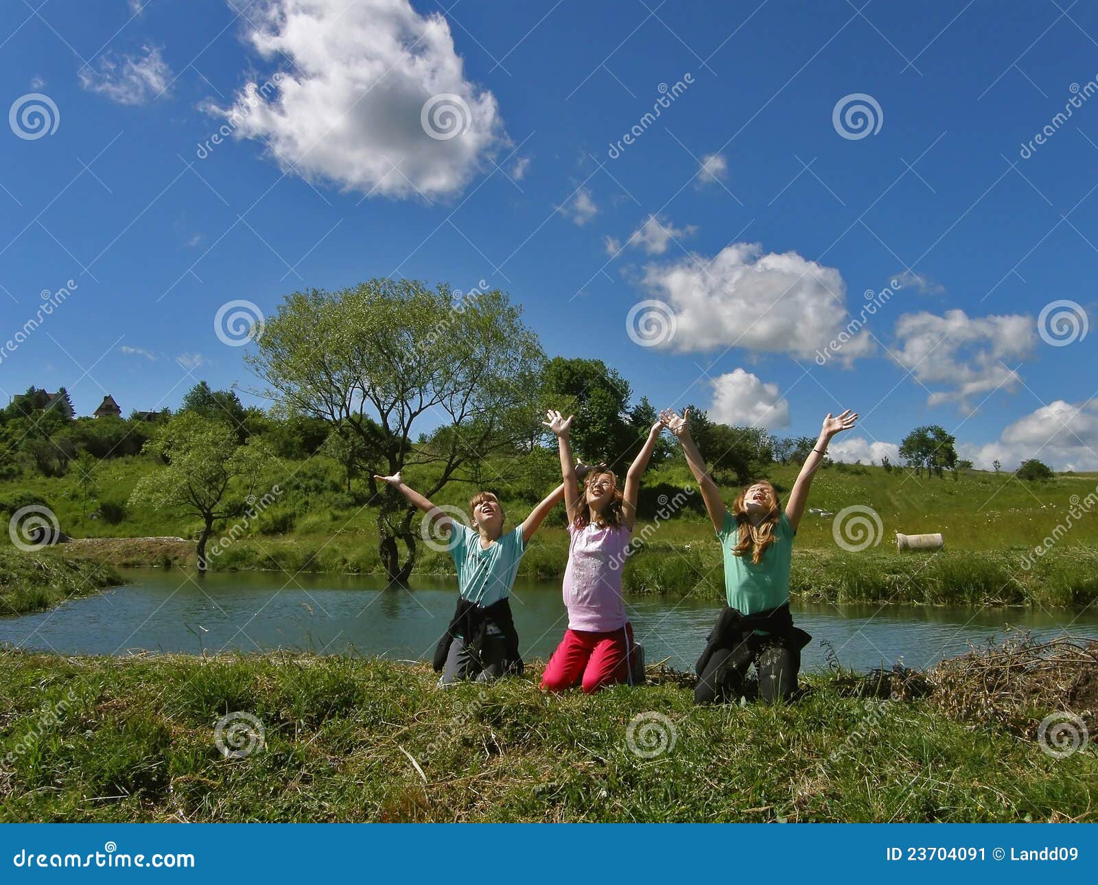Children enjoy the spring stock image. Image of friends - 23704091