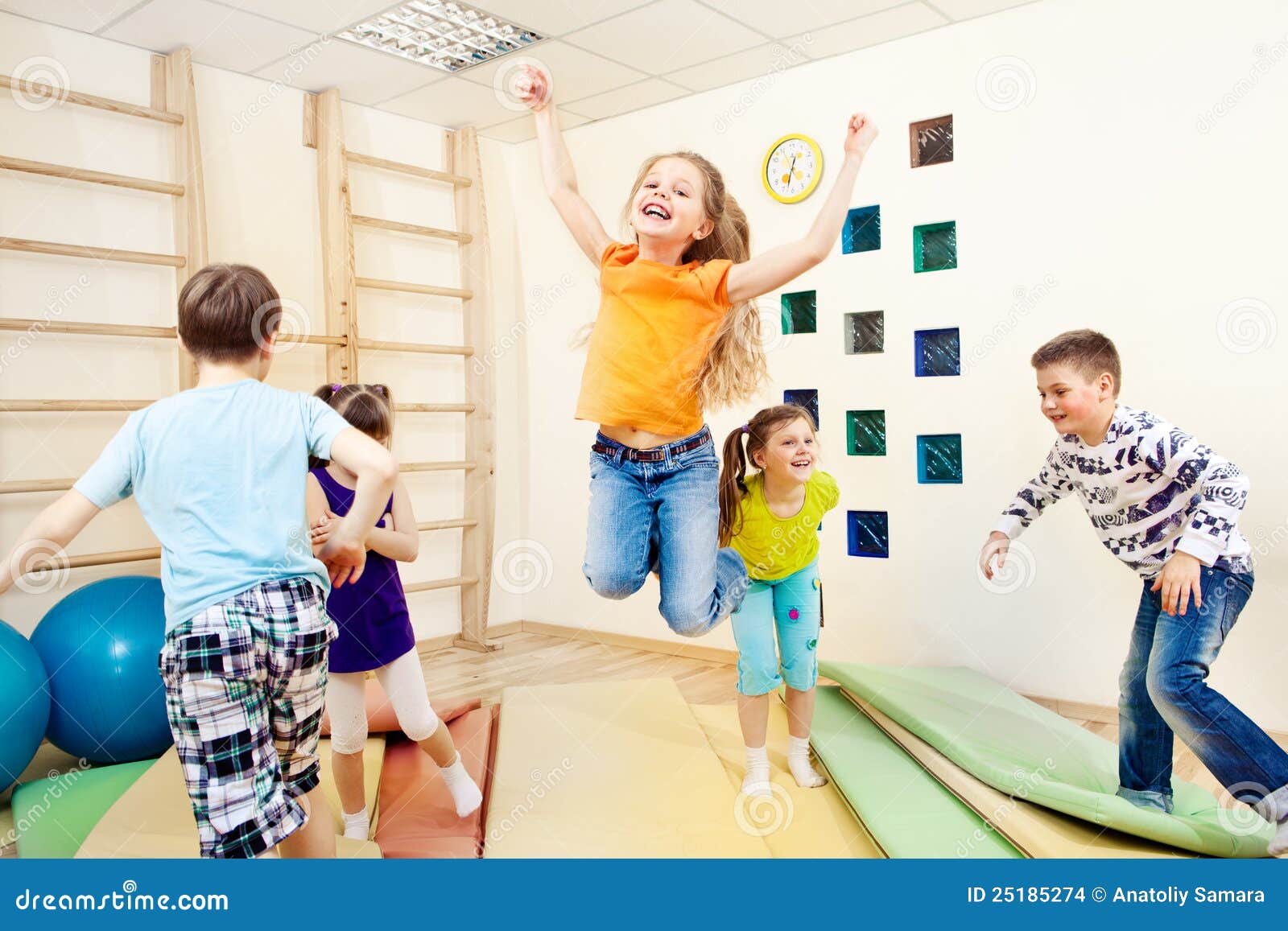Children Enjoying Gym Class Stock Photo - Image of joyful, beautiful ...