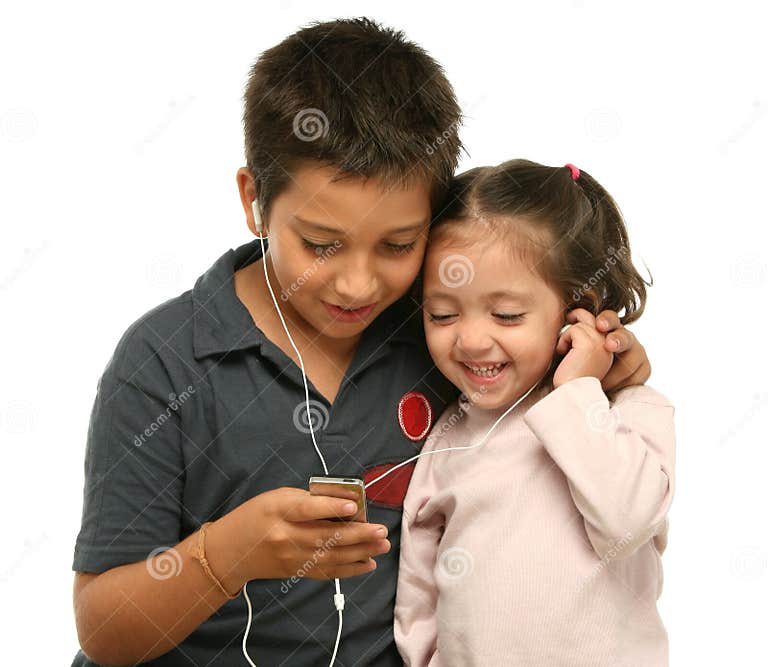 Children Enjoying a Mp4 Player Stock Image - Image of smiling, children ...