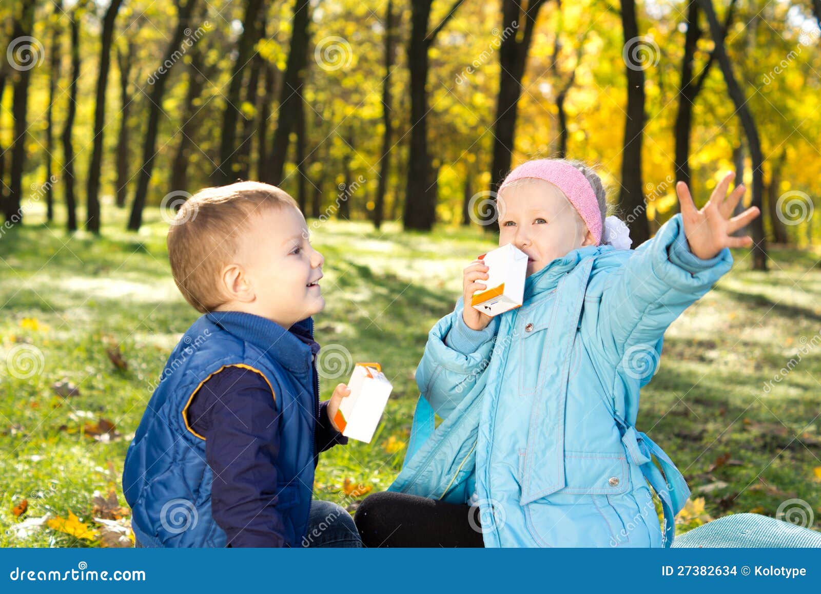 Children Enjoying a Refreshing Drink Stock Photo - Image of happy ...