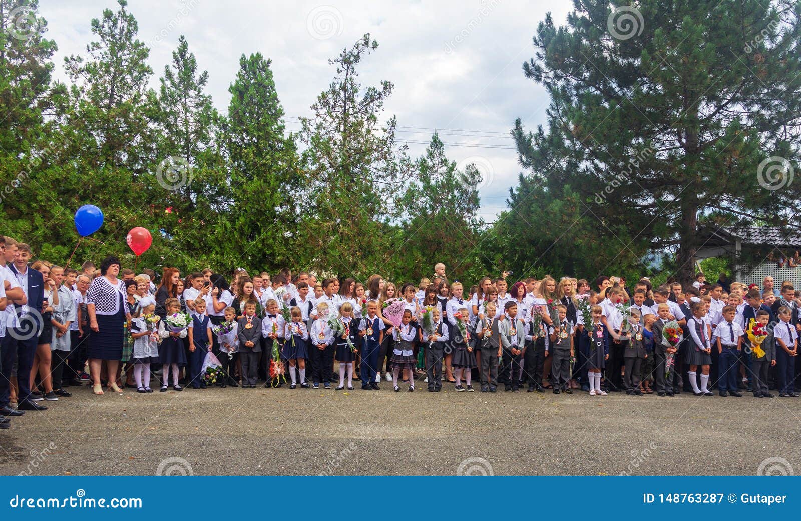 Children Enrolled in the First Class with Bouquets of Flowers in the ... Children Enrolled in the First Class with Bouquets of Flowers in the ...