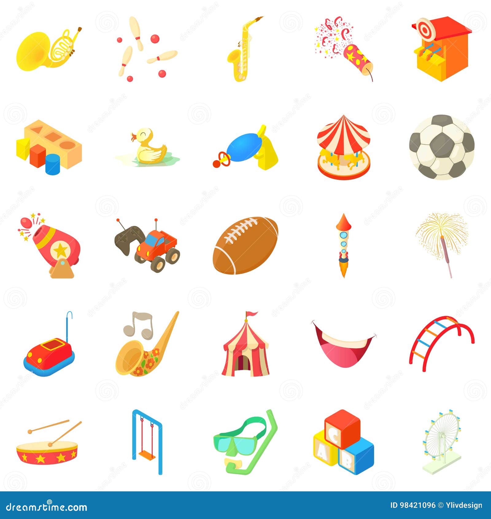 Children Event Icons Set, Cartoon Style Stock Vector - Illustration of ...