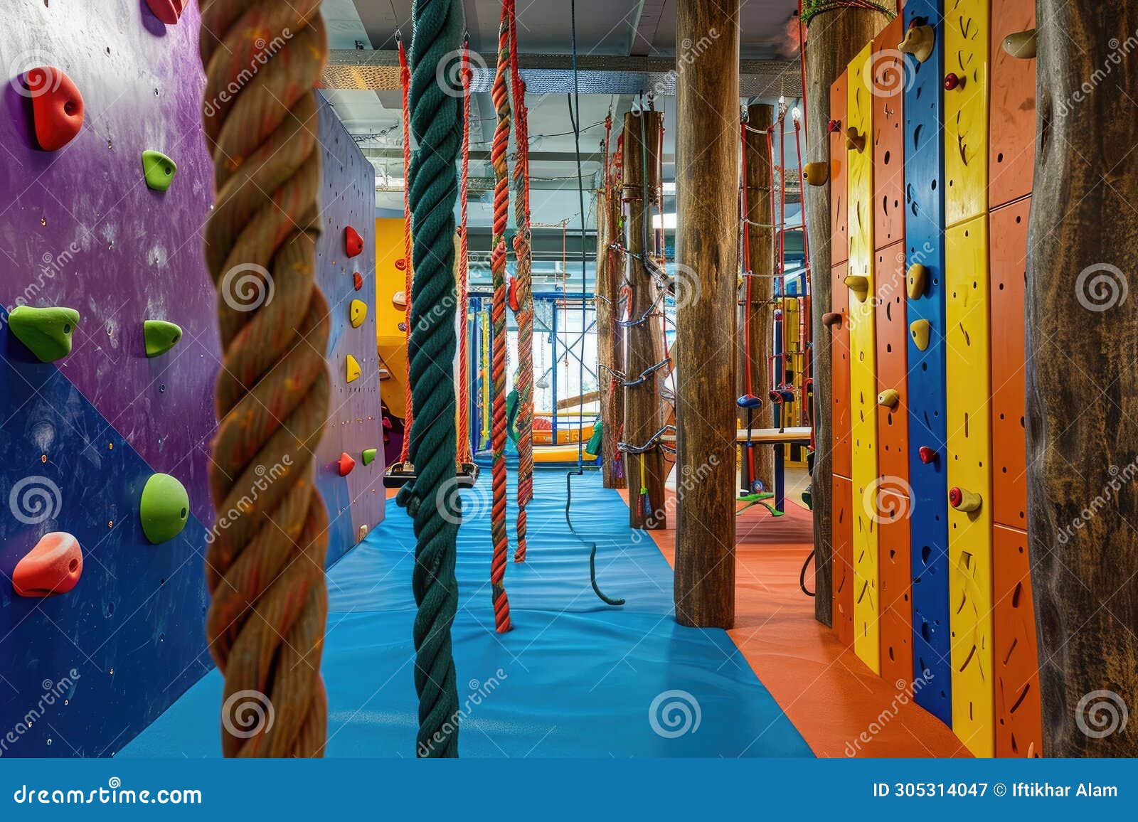 Children Explore and Climb a Vibrant, Safe Climbing Wall Inside a Play ...