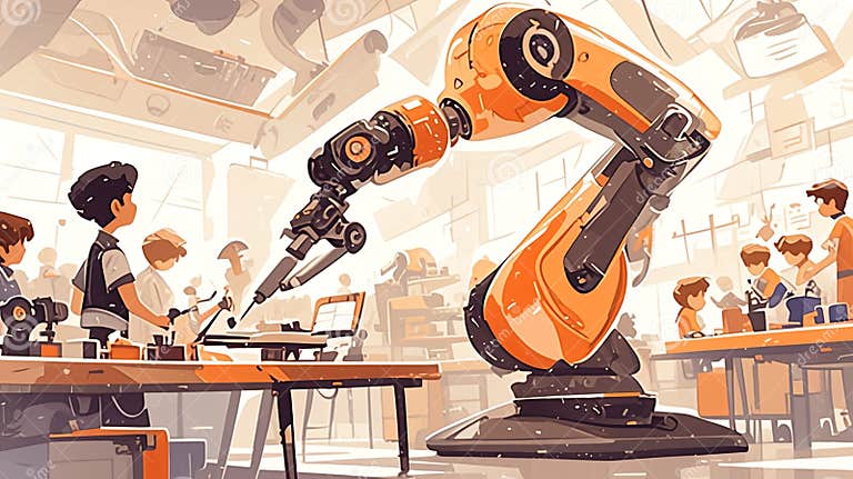 Children Explore Robotics and Technology Projects in a Collaborative Classroom Workshop Stock ...