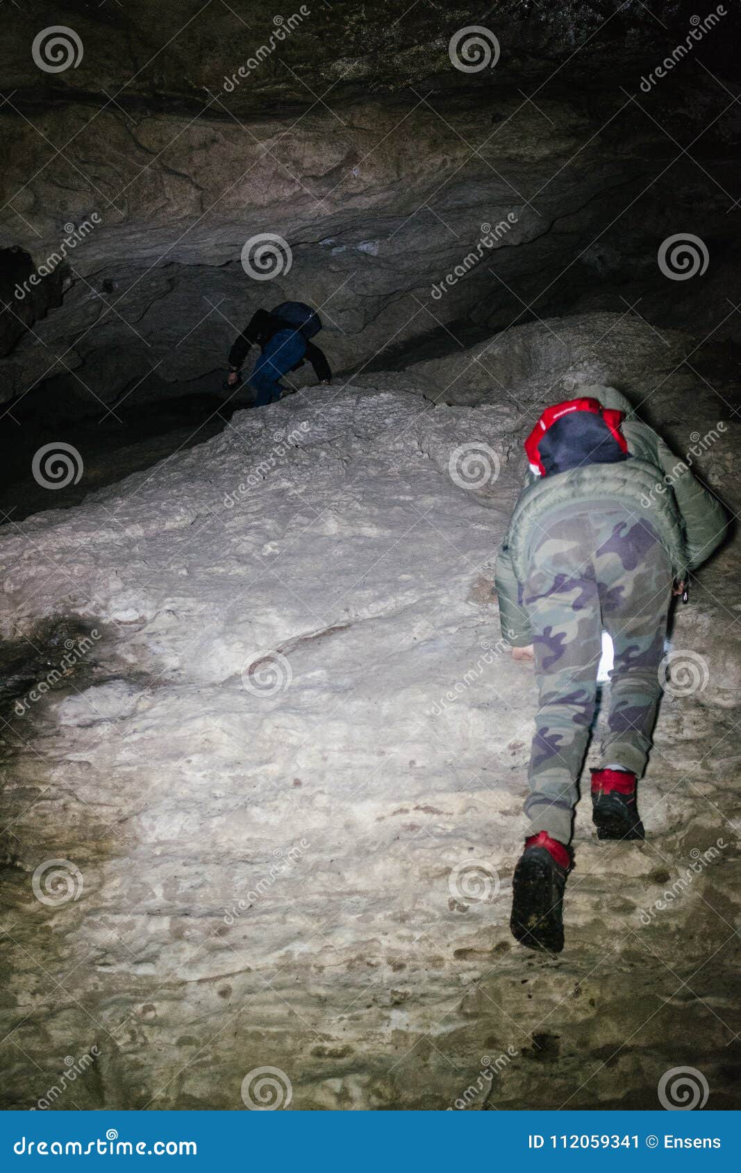 Children Explore Underground Caves, an Underground Karst Complex Stock ...